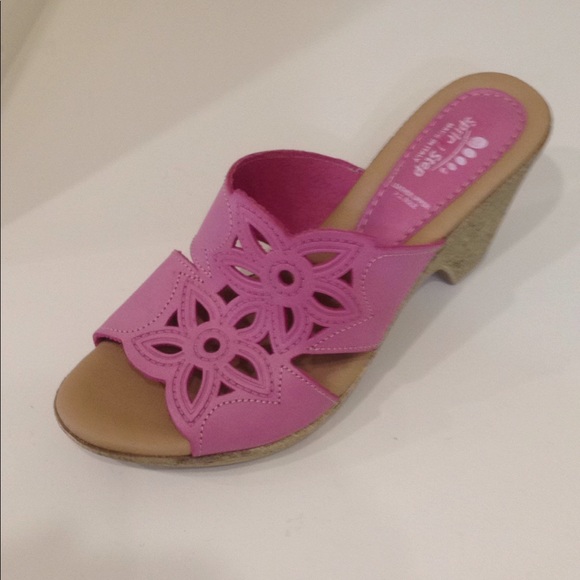 Spring Step | Shoes | Springstep Candy Pink Cutout Flower Leather Slide ...